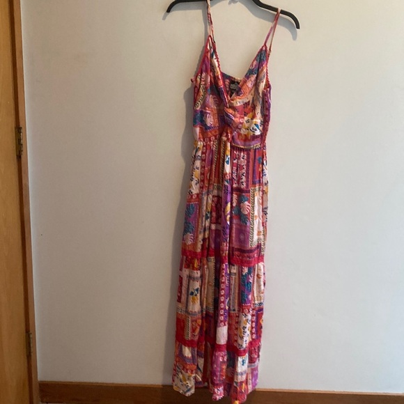 Angie | Dresses | Angie Pink And Red Tiered Wrap Sundress | Poshmark
